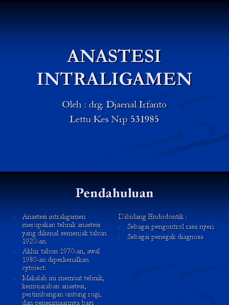 Anastesi Intraligamen | PDF