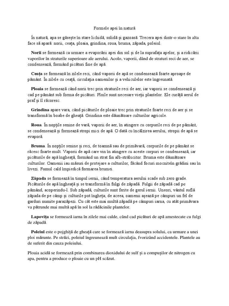 Formele Apei În Natură | PDF