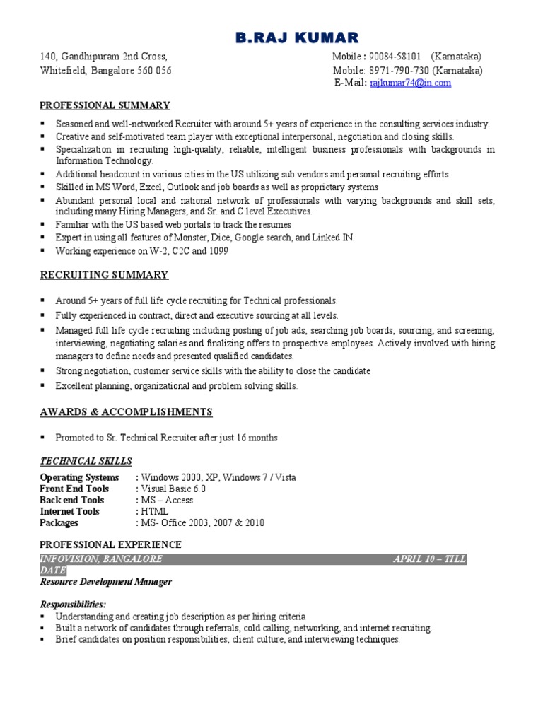 Raj Resume | PDF | Recruitment | Software