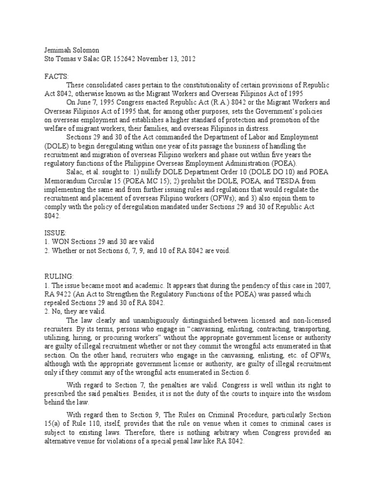 139 - Sto Tomas V Salac - Solomon | PDF | Criminal Law | Common Law