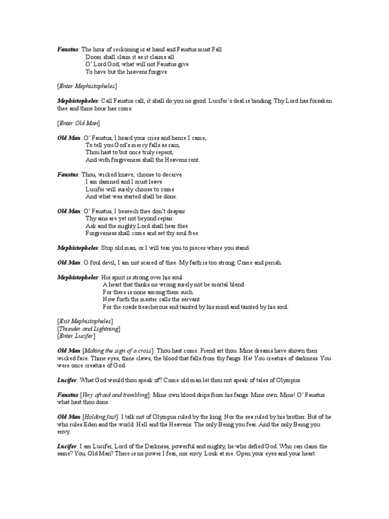 Faustus Script Rewritten | PDF | Lucifer | Forgiveness