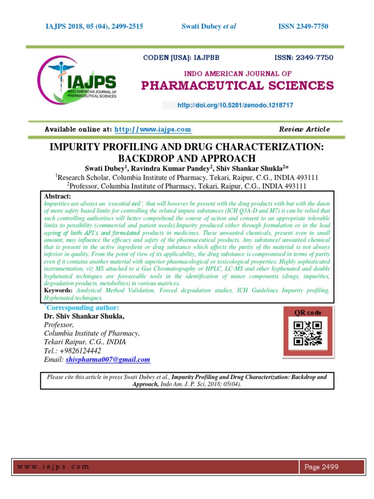 Impurity Profiling and Drug Characterization: Backdrop and Approach ...