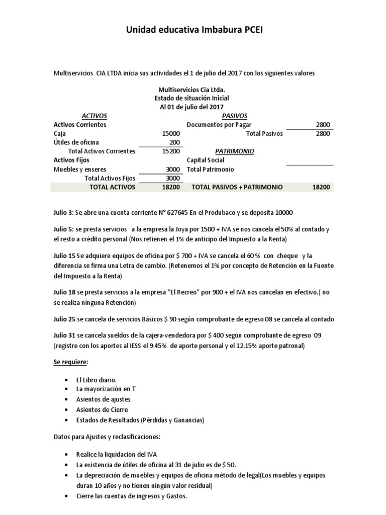 Ejercicio Practico de Contabilidad Ejercicio Completo | PDF | Impuesto sobre la renta | Contabilidad