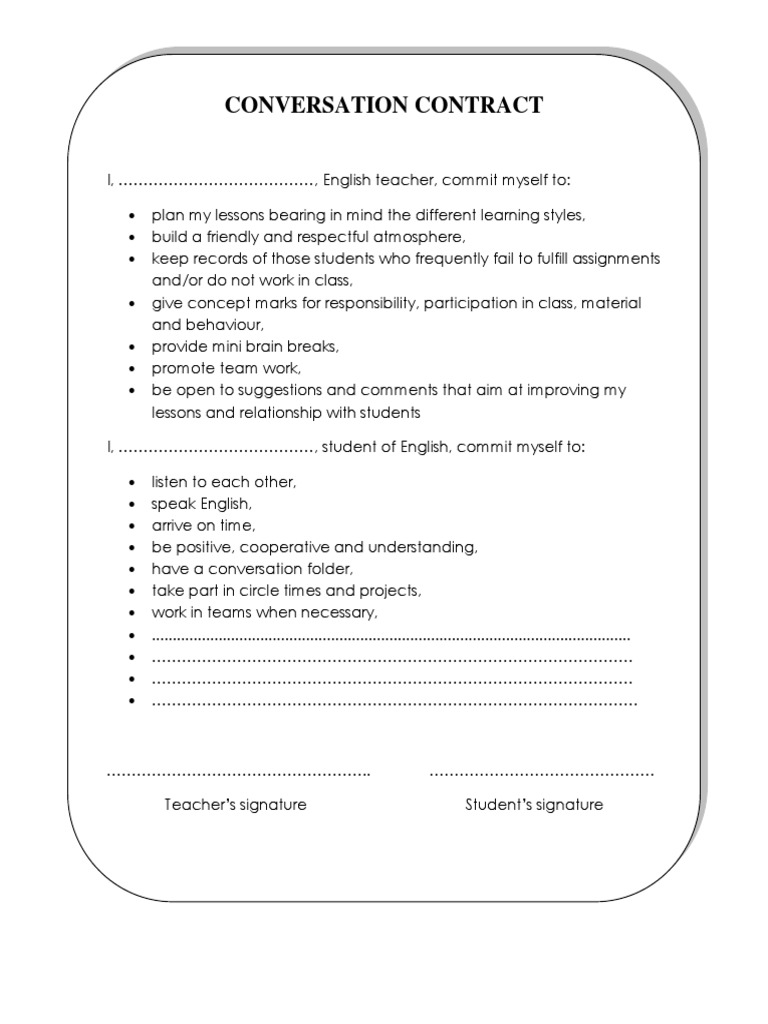 Teacher-Student Contract | PDF