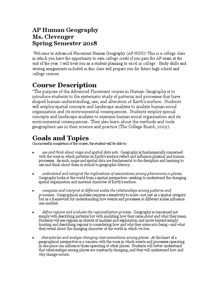 Ap Human Geography Syllabus 2014 Pdf Geography City