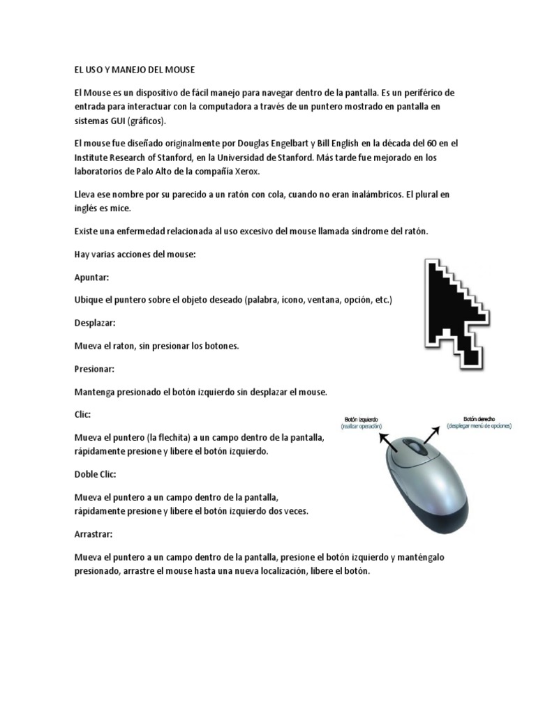 El Uso y Manejo Del Mouse y Ordenador | PDF | USB | Monitor de computadora