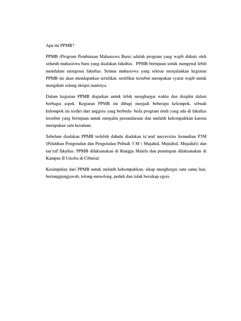 Apa Itu PPMB | PDF