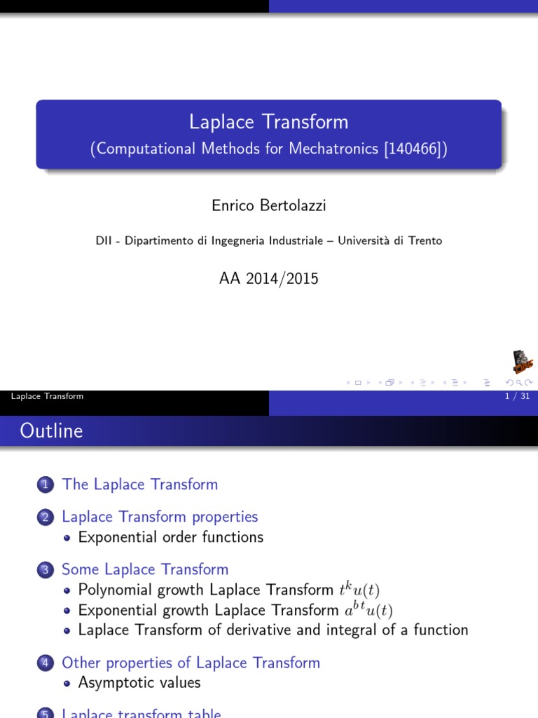 Laplace Transform (Slides) | PDF | Laplace Transform | Logarithm