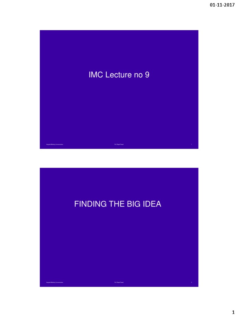 IMC Lecture 9, Finding The Big Idea | PDF | Marketing Communications ...
