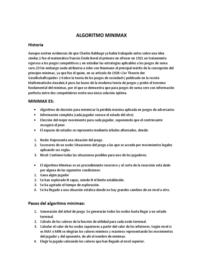 Algoritmo Minimax | PDF | Programación de computadoras | Software