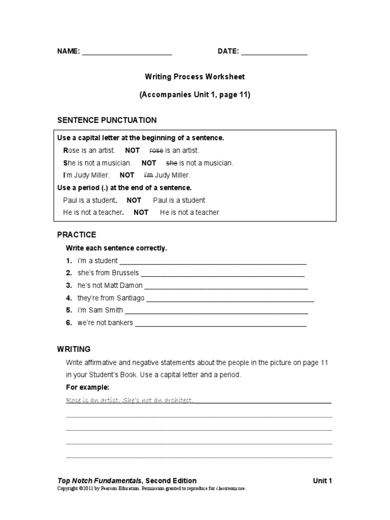 Writing Process Worksheet for Unit 1 | PDF | Foreign Language Studies | Art