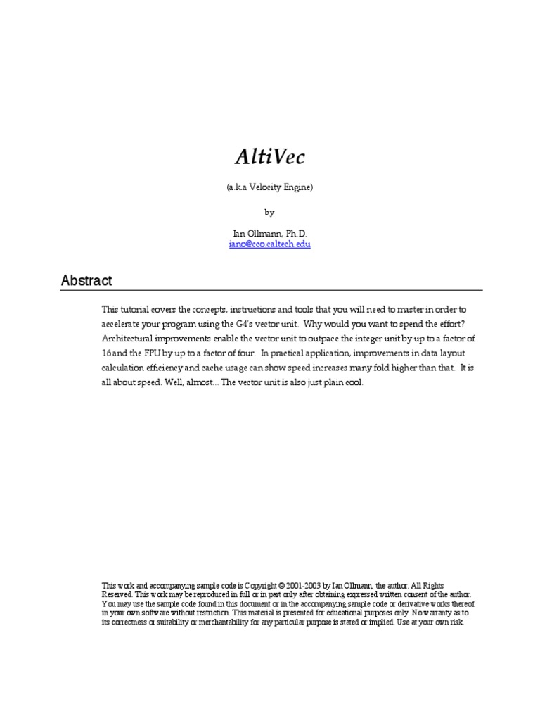Altivec Programming | PDF | Cpu Cache | Data Type