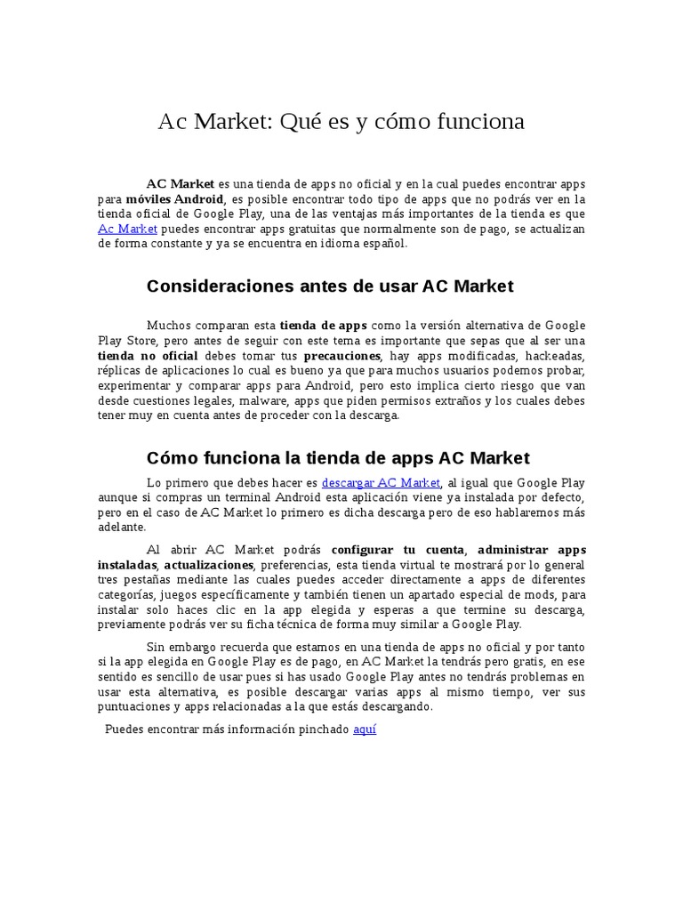 AC Market: Apps Gratis y Alternativas | PDF