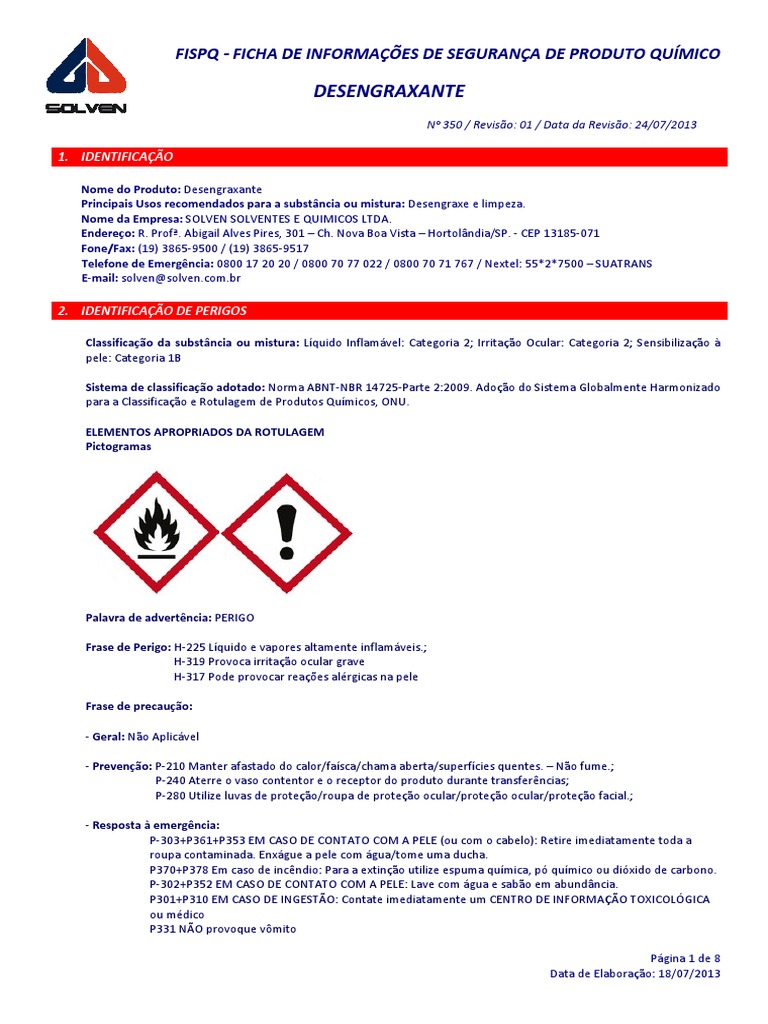 fispq-desengraxante | Embalagem e Rotulagem | Química