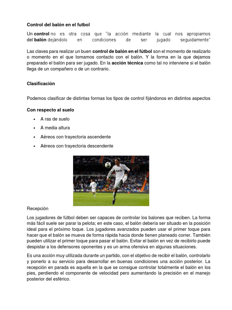 Control Del Balón en El Futbol | PDF | Asociación de Futbol | Reglas y ...