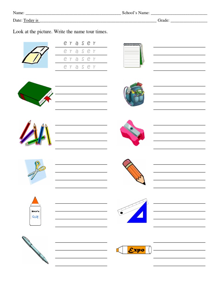 School Supplies Vocabulary Worksheet | PDF | Career & Growth