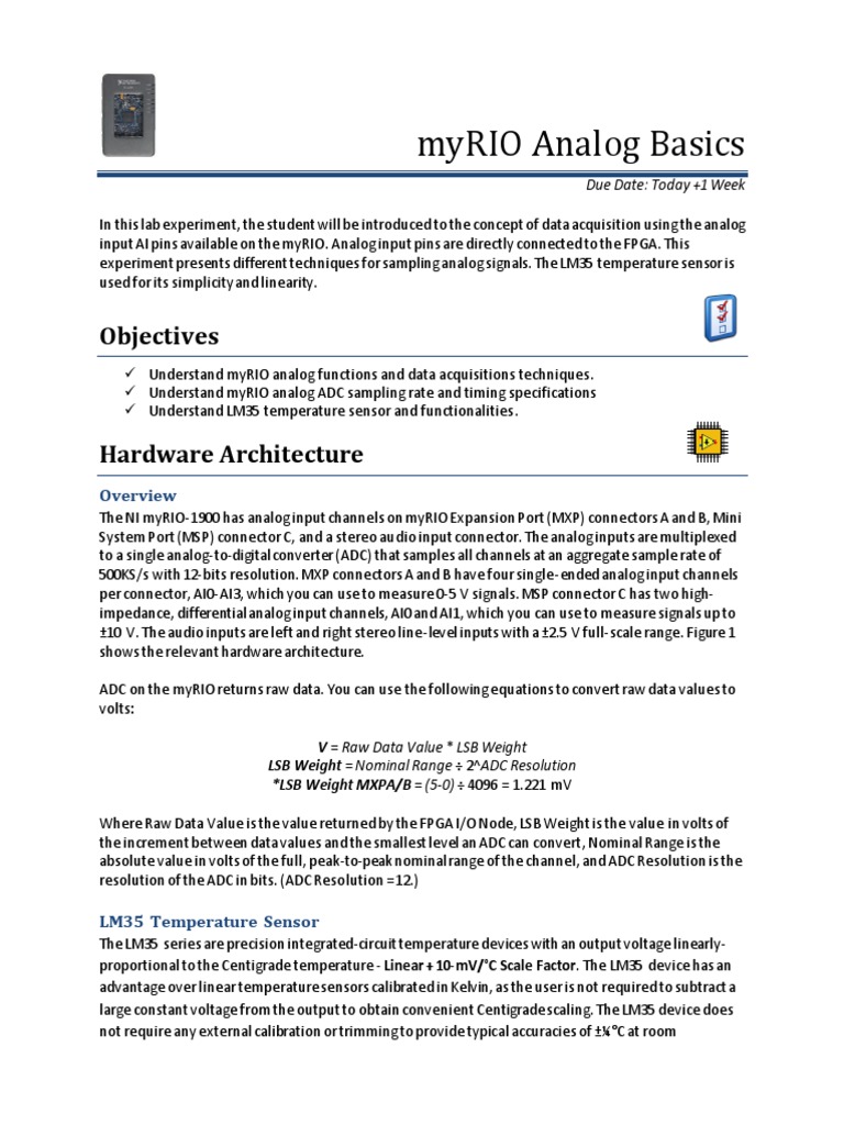 myRIO Analog Data Acquisition Lab | PDF | Analog To Digital Converter ...