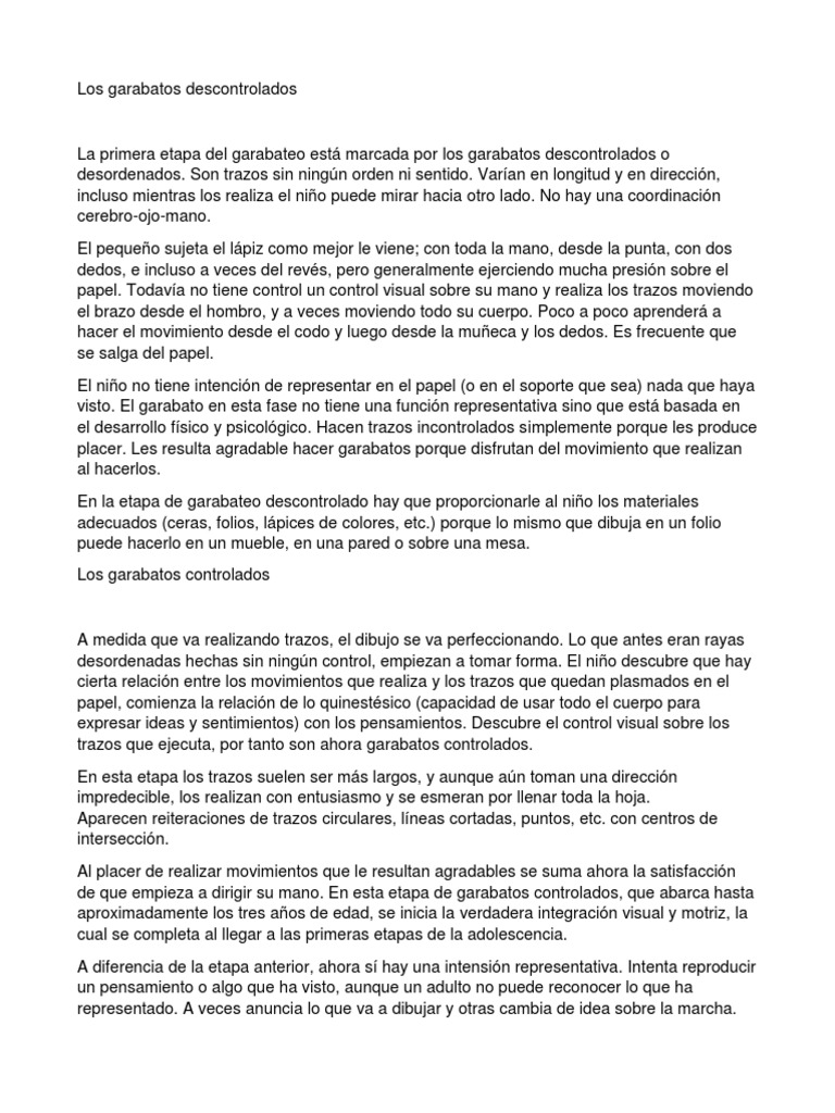 Etapas del garabateo infantil | PDF | Dibujo | Color