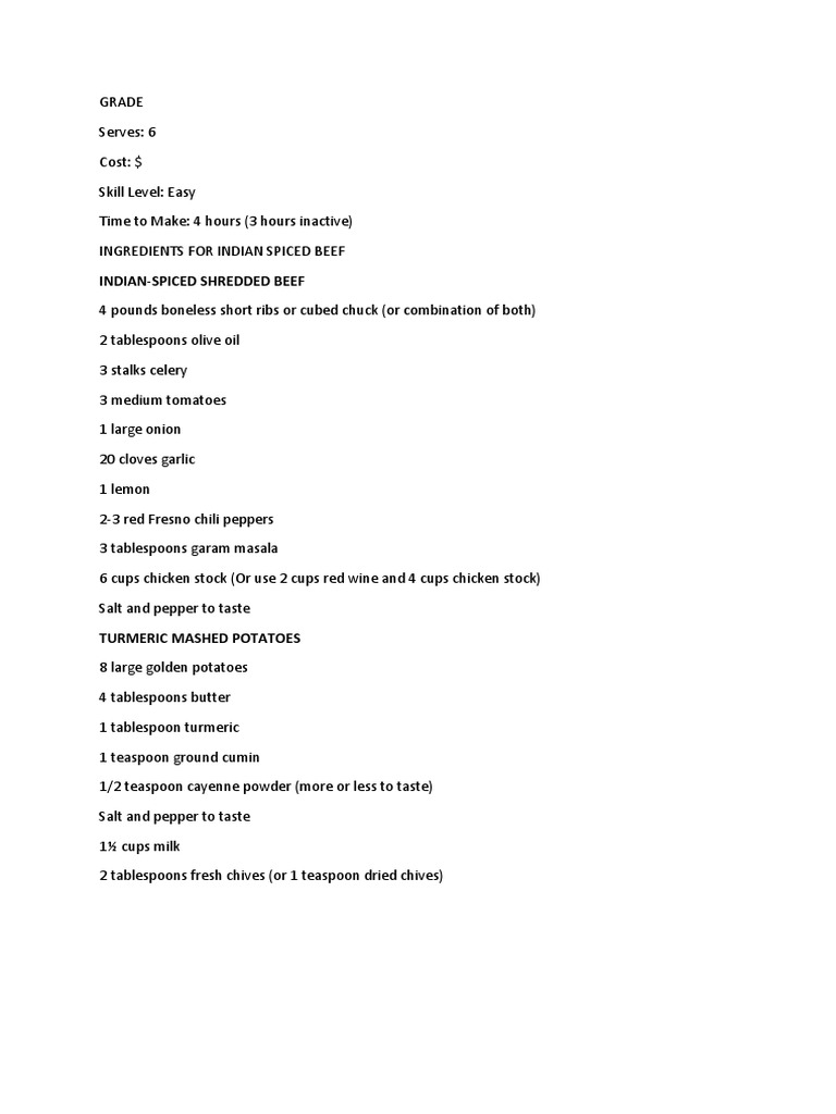 Grade Recipe | PDF