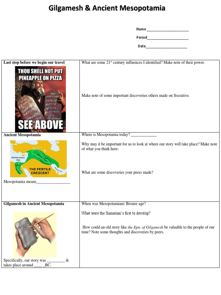 Gilgamesh Ancient Mesopotamia | PDF | Epic Of Gilgamesh | Mesopotamia