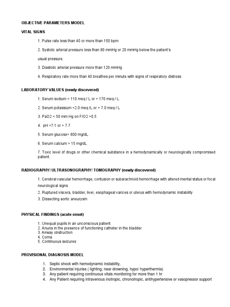 Admission Criteria To ICU HDU | PDF | Blood Pressure | Shock (Circulatory)