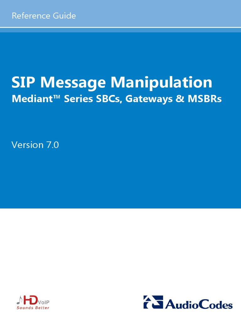 LTRT-28647 SIP Message Manipulation Reference Guide Ver. 7.0 | PDF | Session Initiation Protocol ...