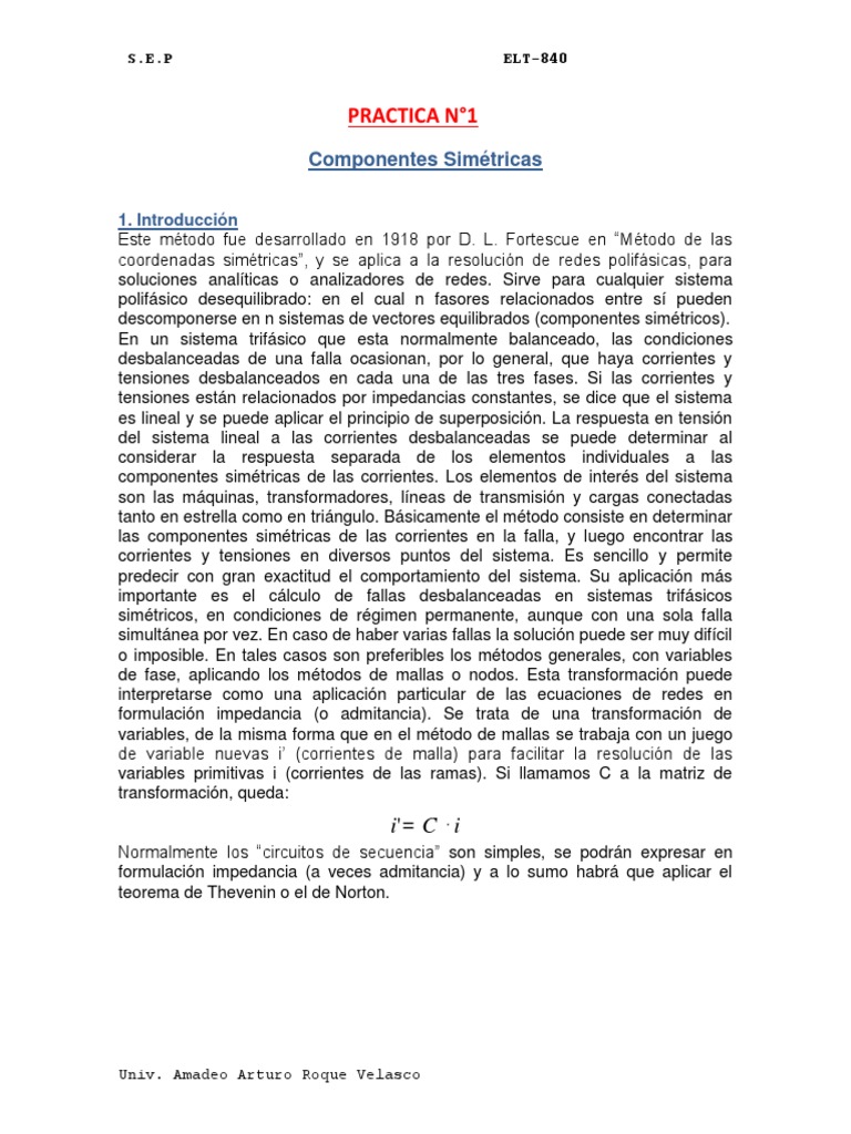 Componentes Simetricas | Descargar gratis PDF | Corriente eléctrica ...