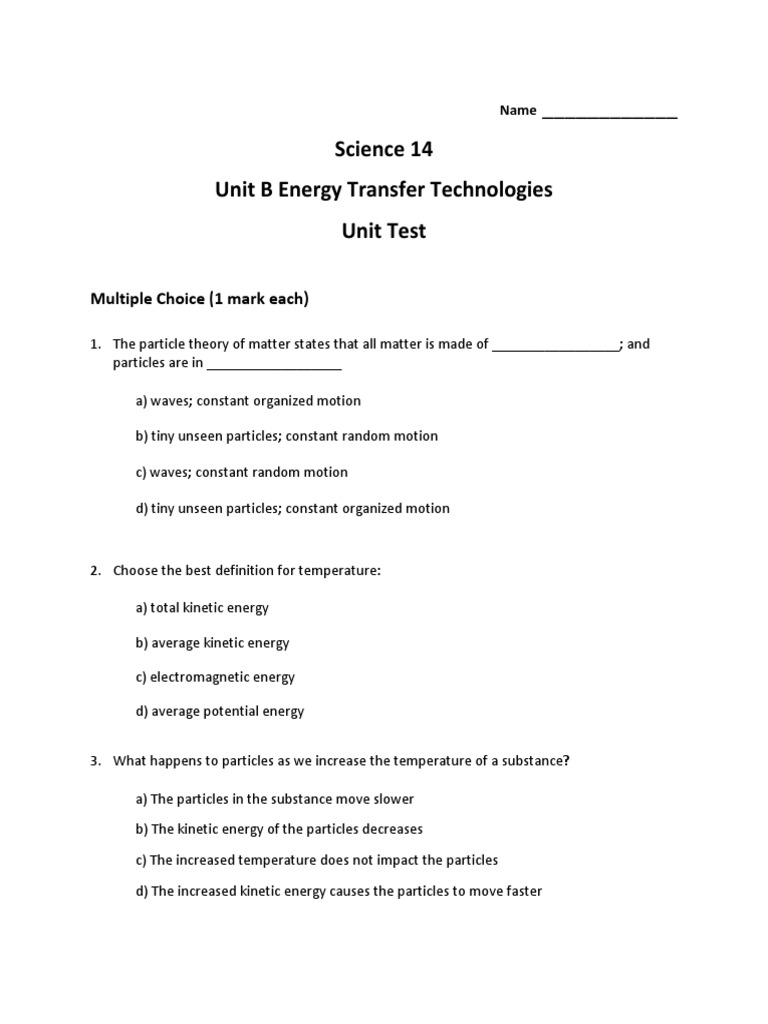 Science 14 Unit Test | PDF | Heat | Thermal Insulation