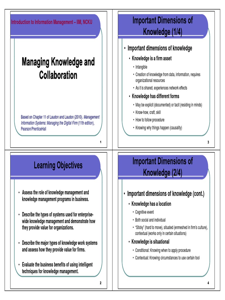 Important Dimensions of Knowledge: Introduction To Information ...