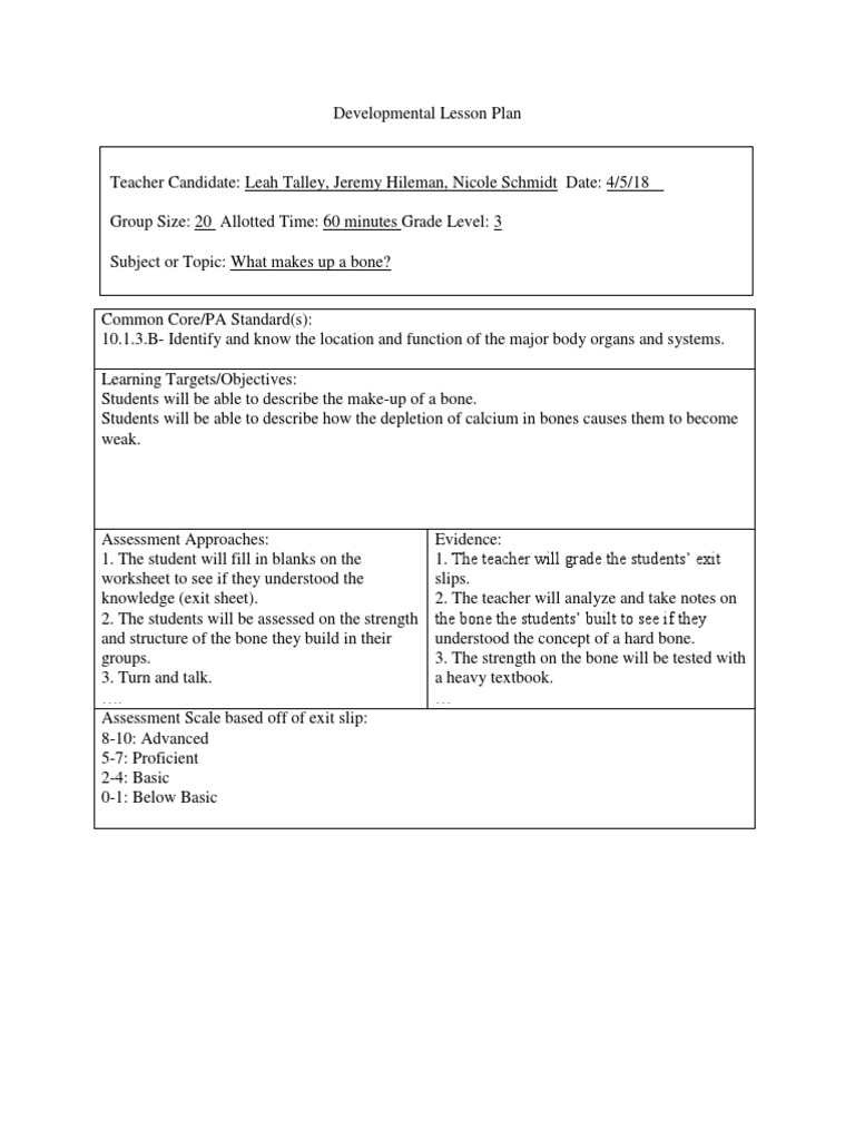 Skeletal System Lesson Plan | Download Free PDF | Skeleton | Bone