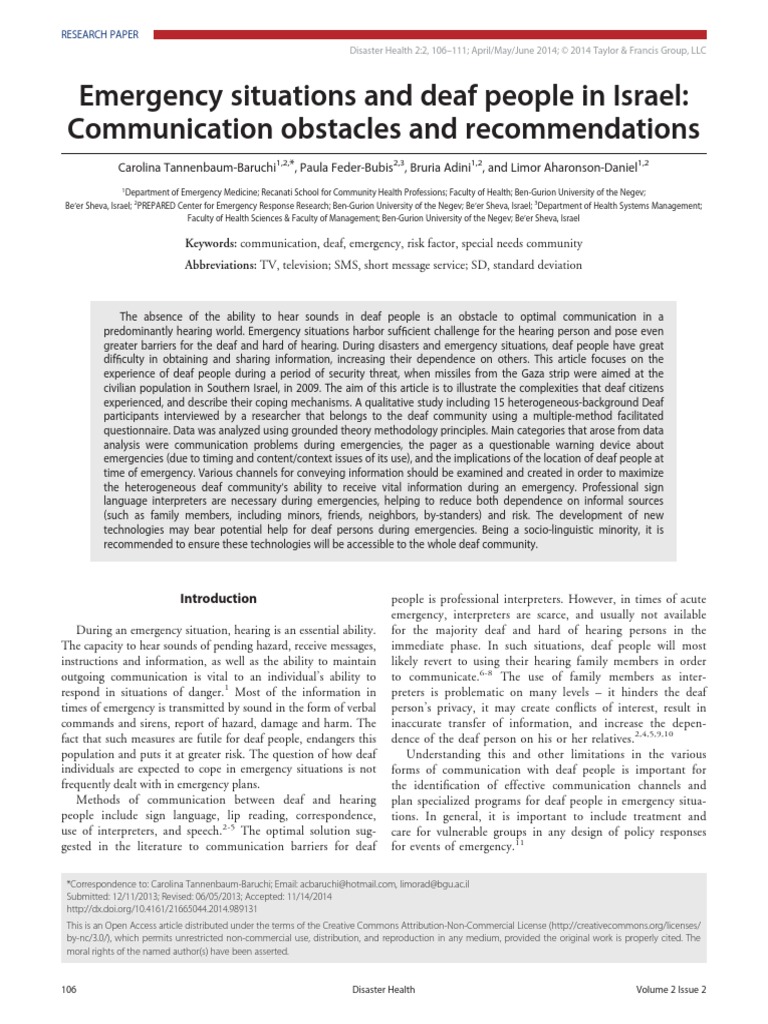 Deafisraelemergencypreparedness | PDF | Hearing Loss | Sign Language