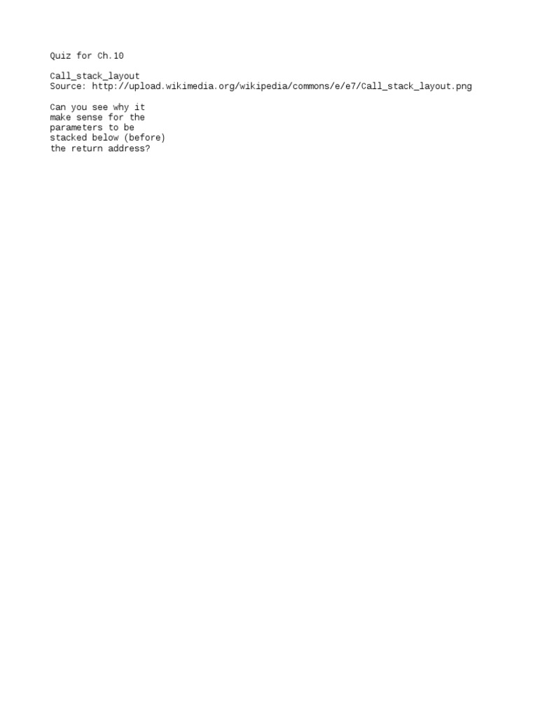 Quiz For Ch.10 Call - Stack - Layout Can You See Why It Make Sense For ...