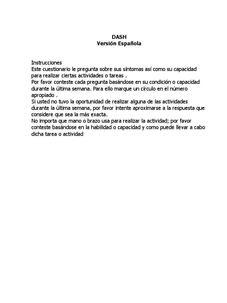 Cuestionario DASH en Español | PDF | Ocio | Deportes