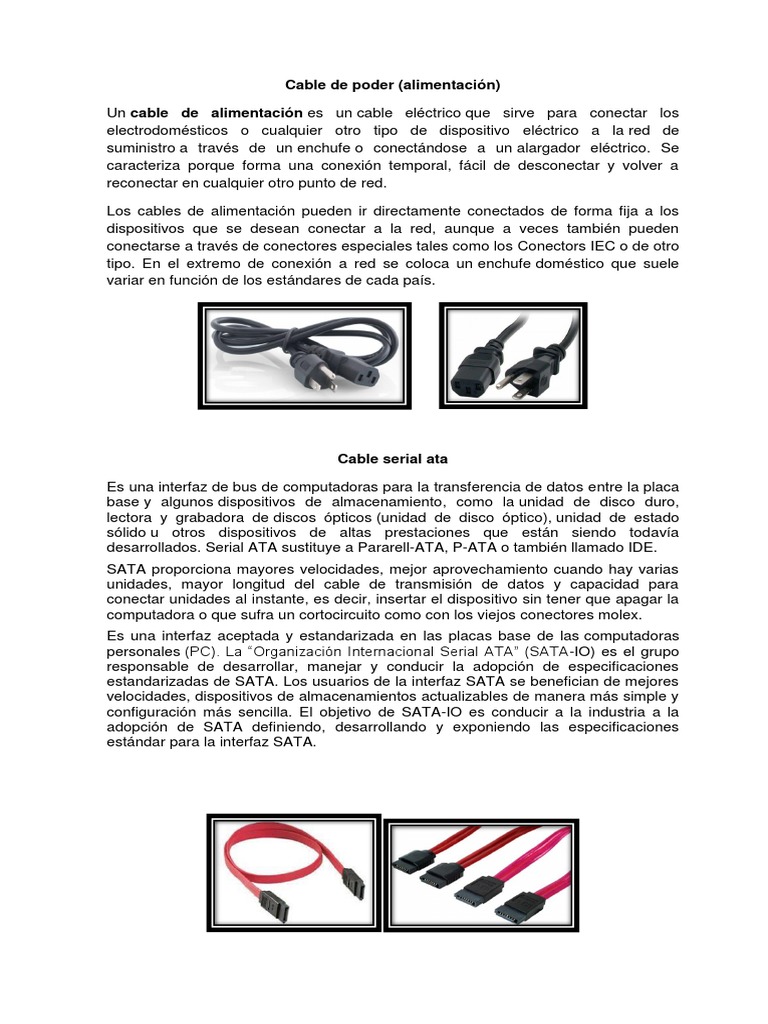 Tipos y funciones de cables de poder | PDF | Hardware de la computadora ...