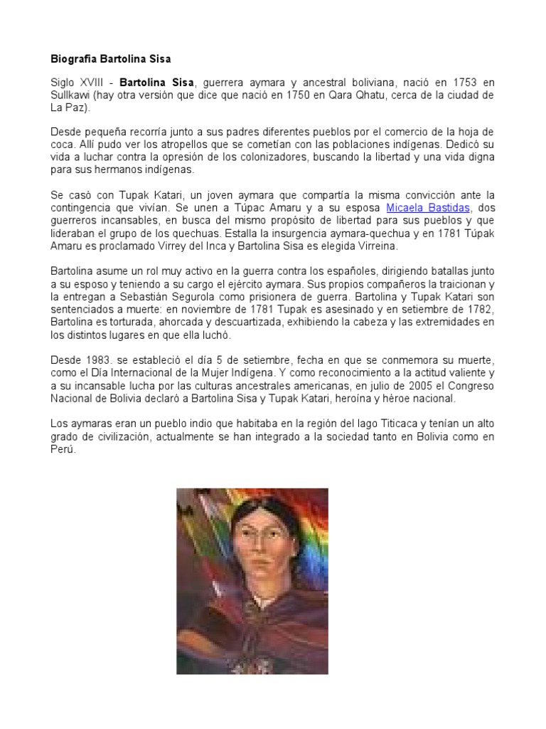 Biografia Bartolina Sisa