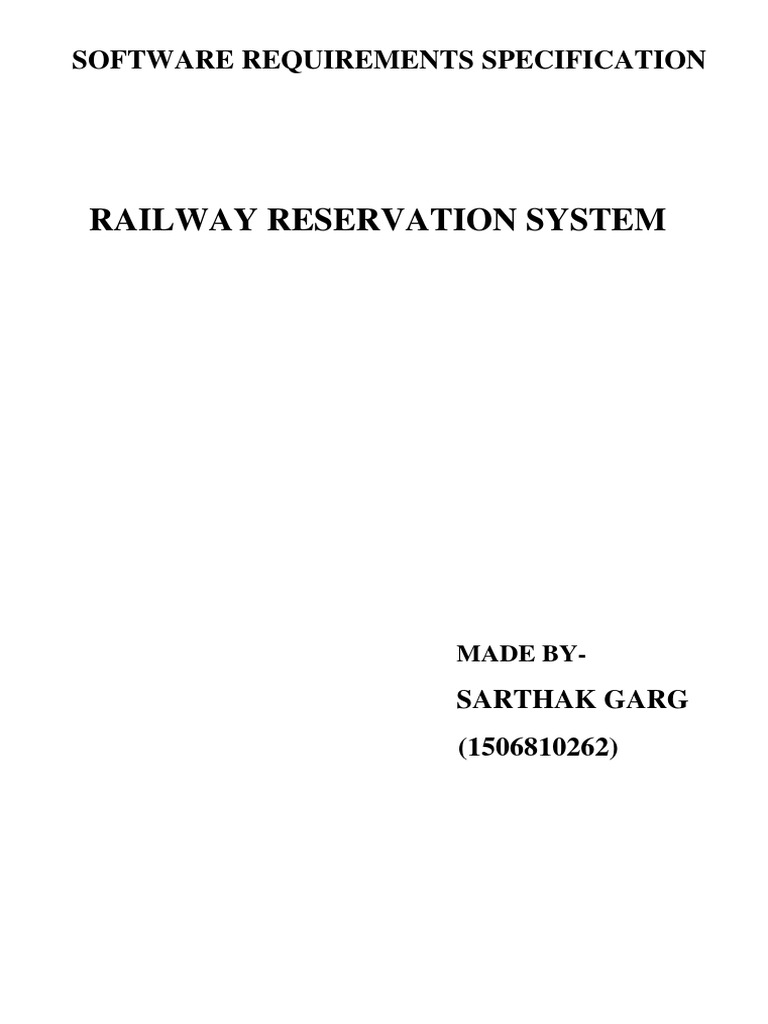 Railway Reservation System: Software Requirements Specification | PDF ...