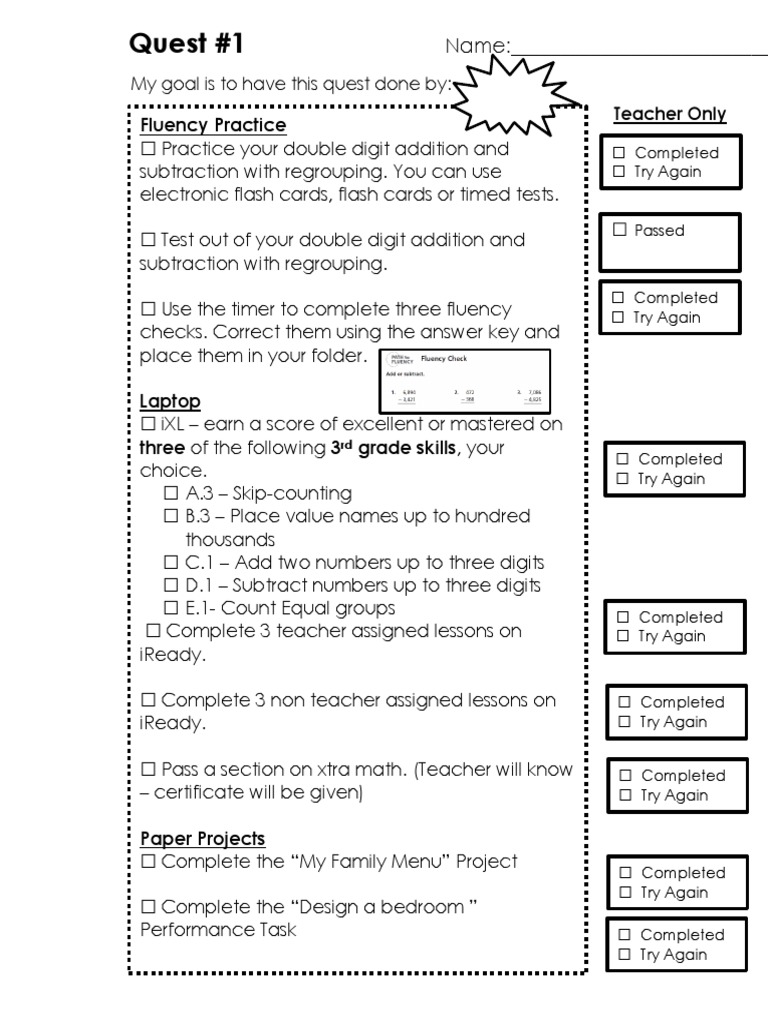 Quest 1 | PDF | Subtraction | Teaching Mathematics