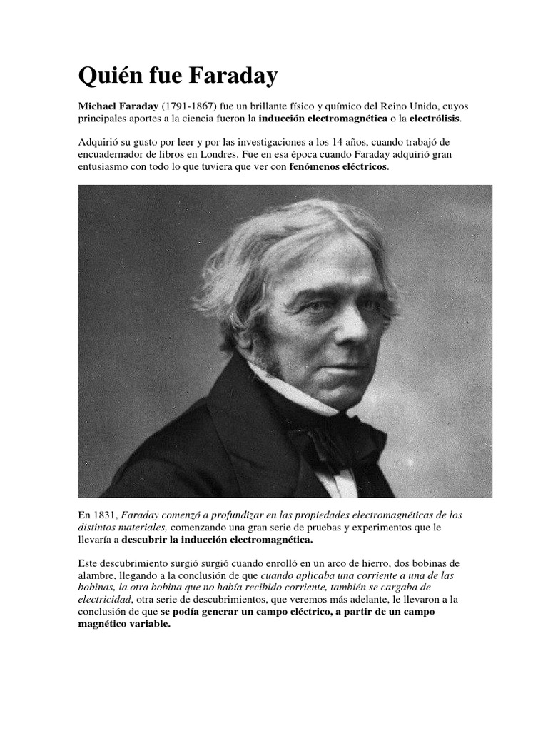 Quién Fue Faraday | PDF | Corriente eléctrica | Campo magnético