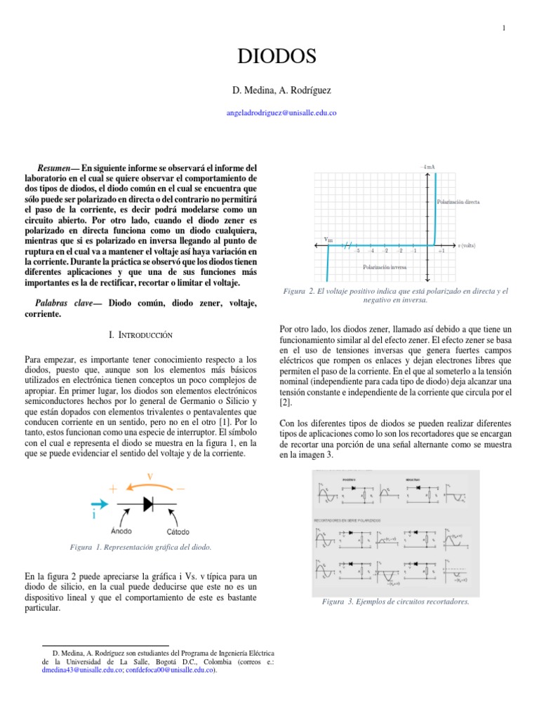 Informe de Lab Diodos. | PDF | Diodo | Rectificador