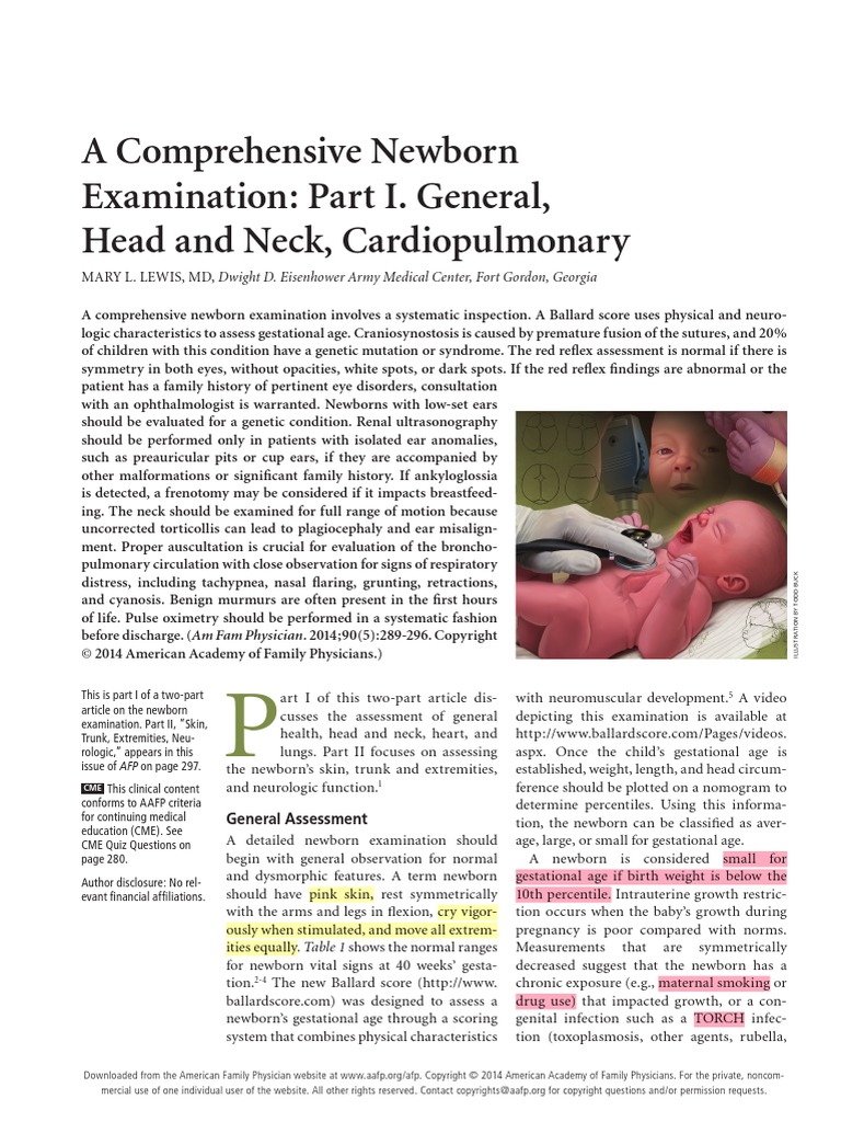 Comprehensive Newborn Examination Part I | PDF | Congenital Disorder ...