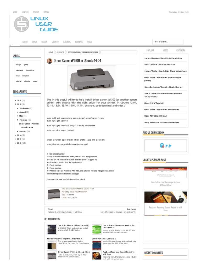 Driver Canon IP1300 in Ubuntu 14 | PDF | Linux | Free Content