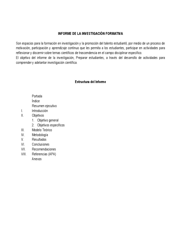 Estructura Del Informe de Investigacion Formativa | PDF | Teoría | Marca