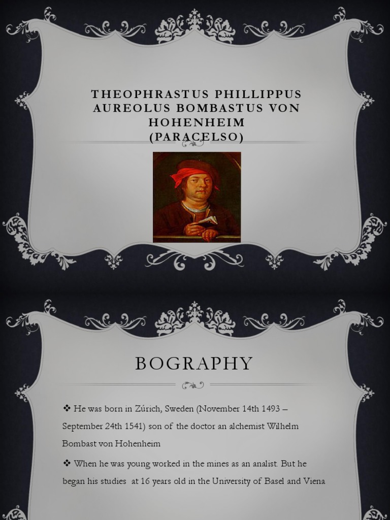 Theophrastus Phillippus Aureolus Bombastus Von Hohenheim | PDF