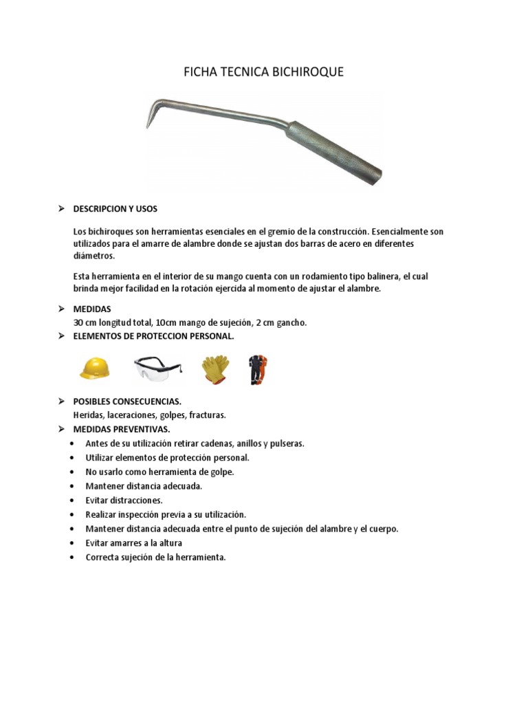 Ficha Tec Bichiroque | PDF | Herramientas | Bienes manufacturados