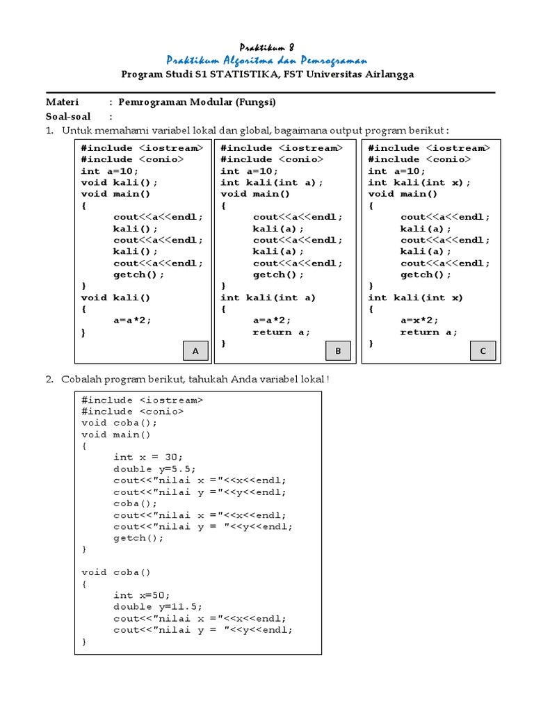 Praktikum 8 Pemrograman Modular (Fungsi) | PDF | Metode & Bahan Ajar | Komputer