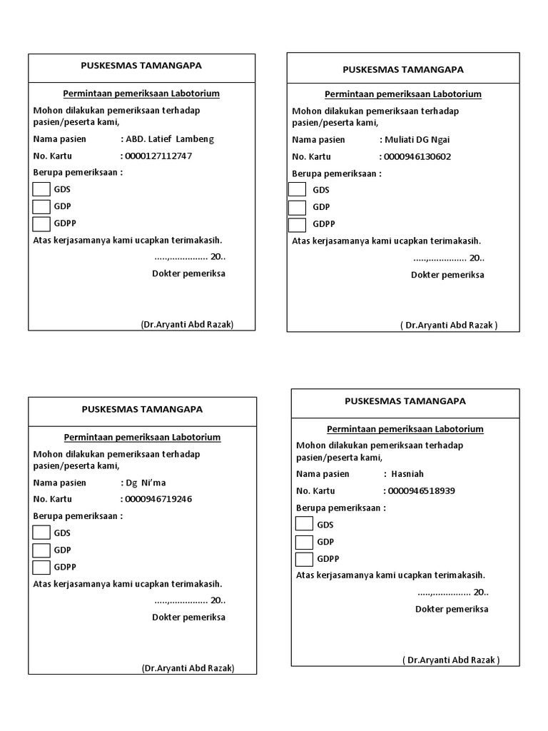 Format Pemeriksaan Gds | PDF