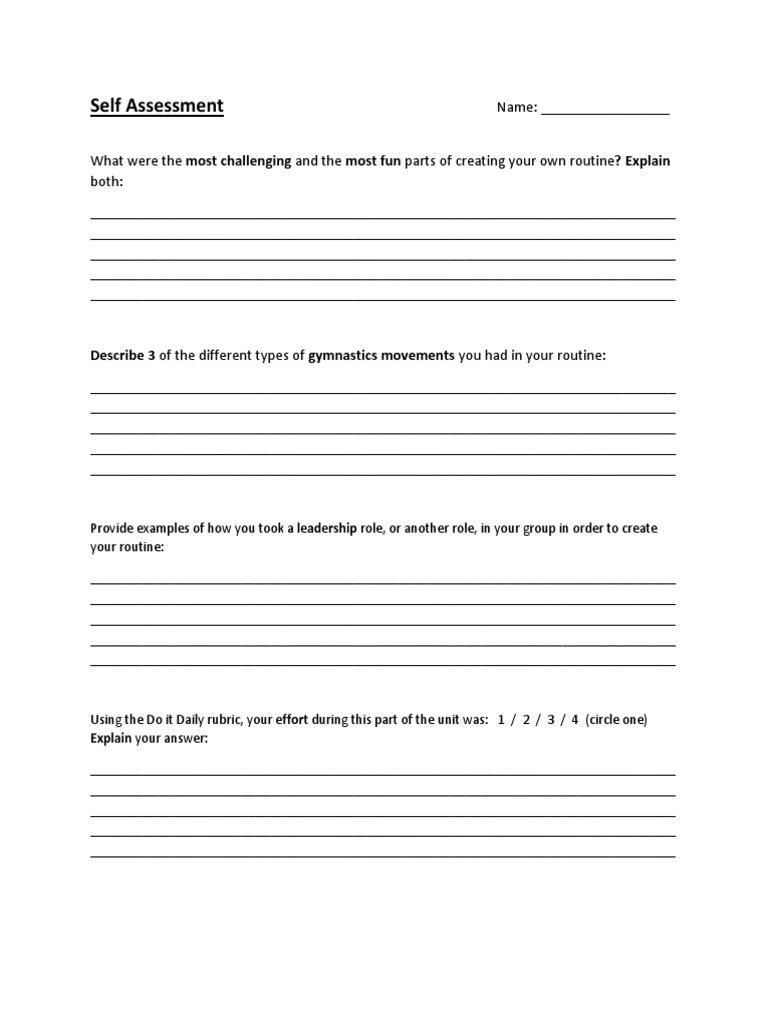 Self Assessment Gymnastics | PDF | Career & Growth | Business