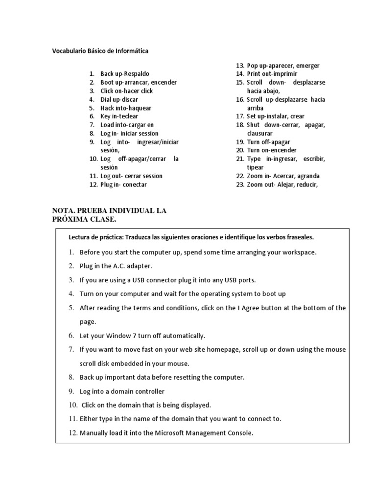 Vocabulario Básico de Informática | PDF