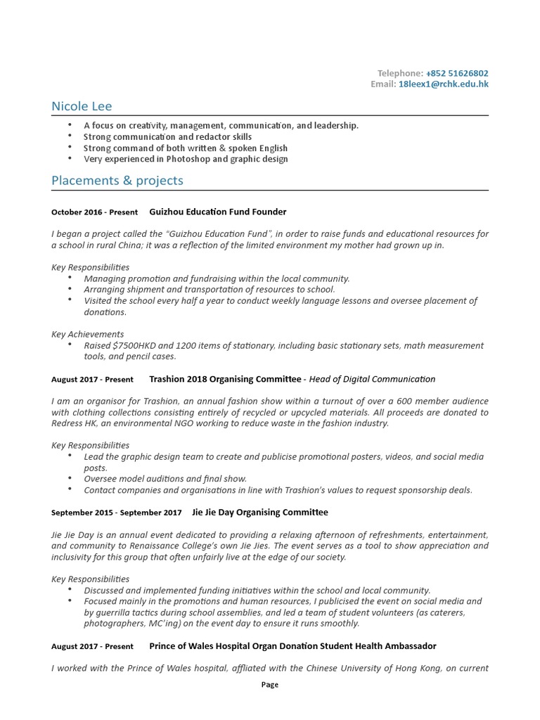 Nicole Lee CV | PDF | Public Sphere | Communication