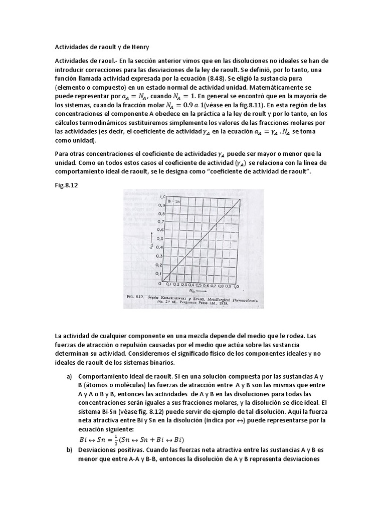 Actividades de Raoult y de Henry | PDF | Concentración | Química